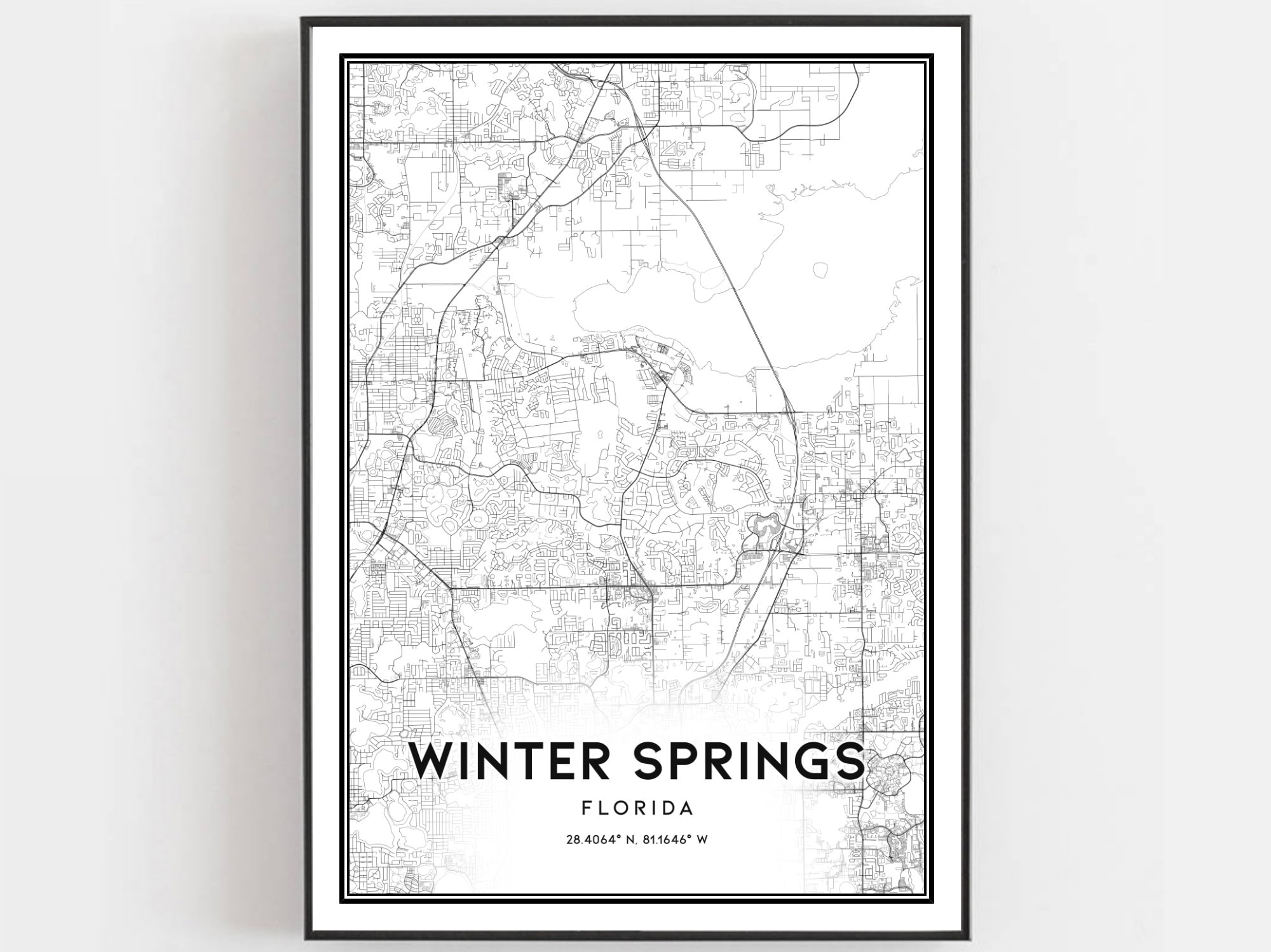 Winter Springs Map Print, Winter Springs Map Poster Wall Art, Fl City ...
