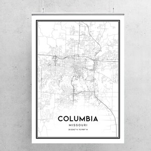 Columbia Map Print, Columbia Map Poster Wall Art, Mo City Map, Missouri ...