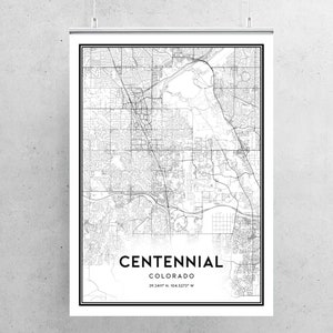 Centennial Map Print, Centennial Map Poster Wall Art, Co City Map ...