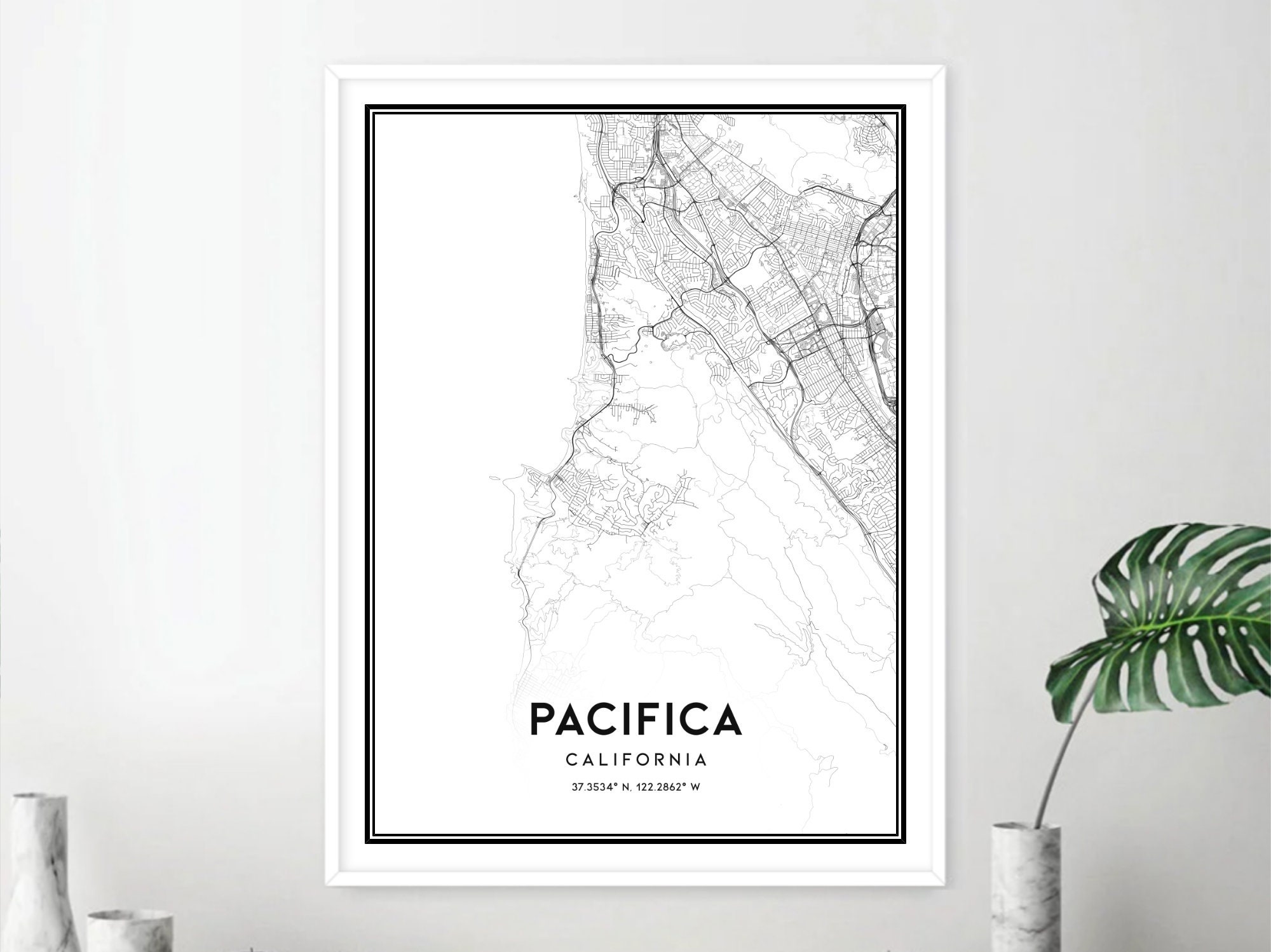 Pacifica Map Print Pacifica Map Poster Wall Art Ca City Map | Etsy