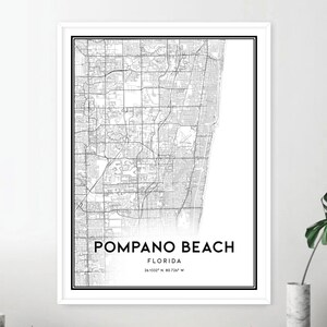 Pompano Beach Map Print, Pompano Beach Map Poster Wall Art, Fl City Map ...