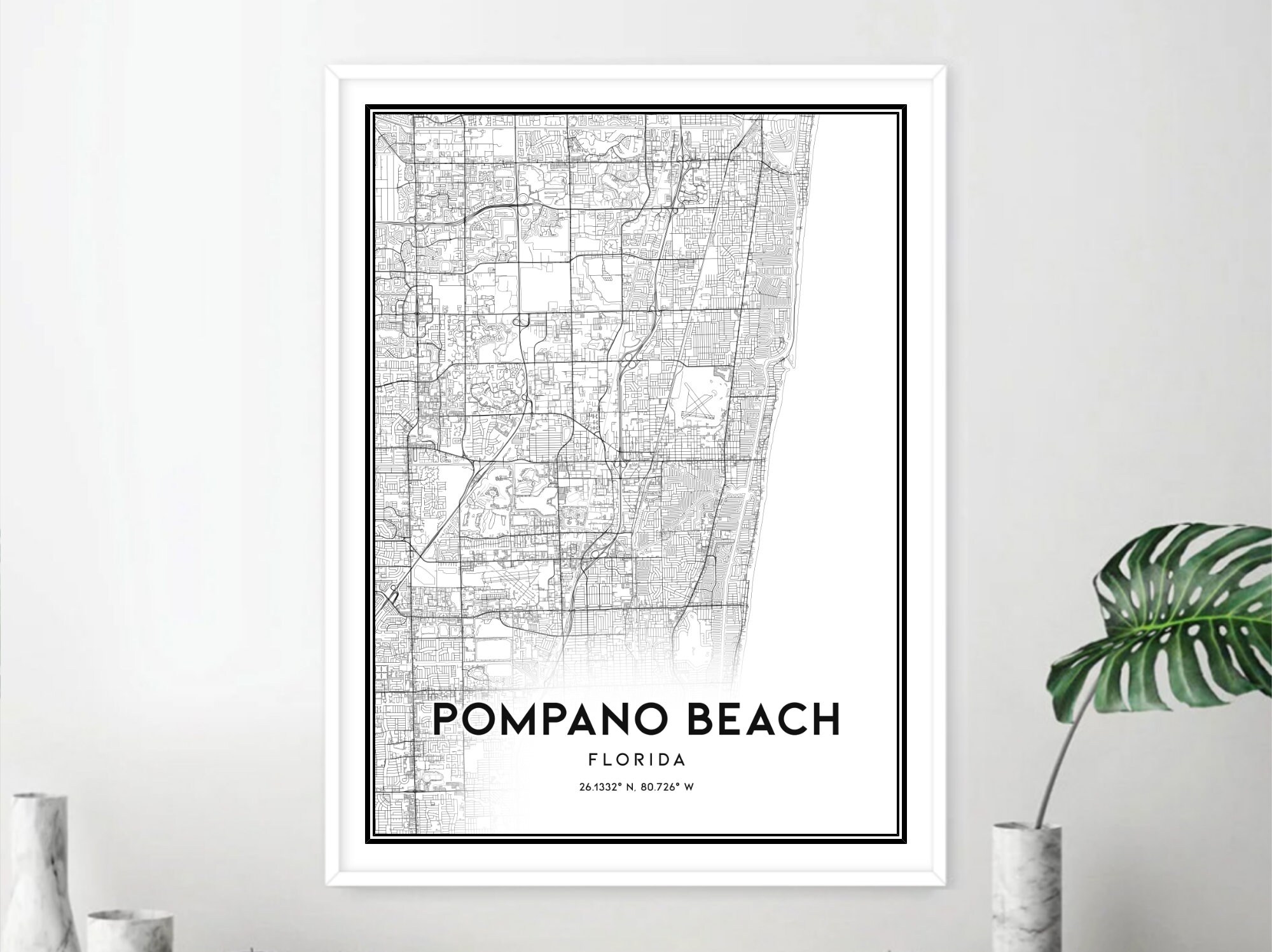 Pompano Beach Map Print Pompano Beach Map Poster Wall Art Fl | Etsy