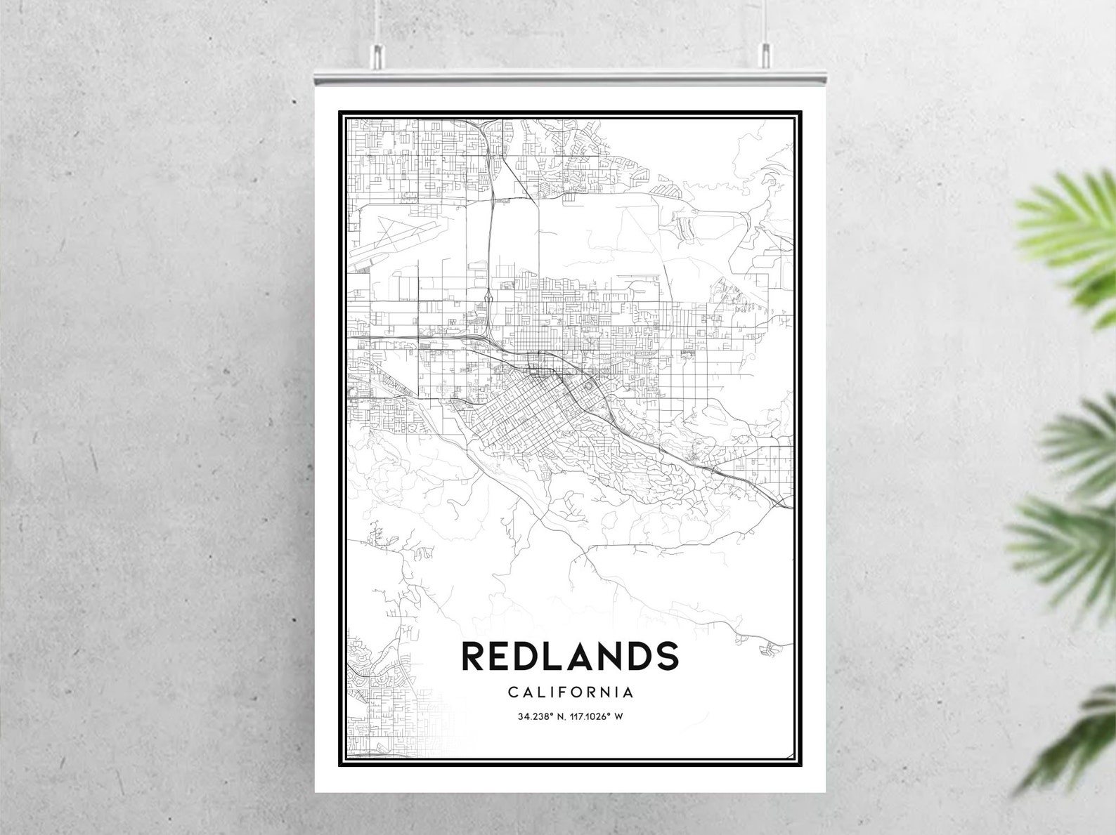 Redlands Map Print Redlands Map Poster Wall Art Ca City Map | Etsy
