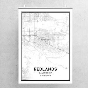 Redlands Map Print, Redlands Map Poster Wall Art, Ca City Map ...