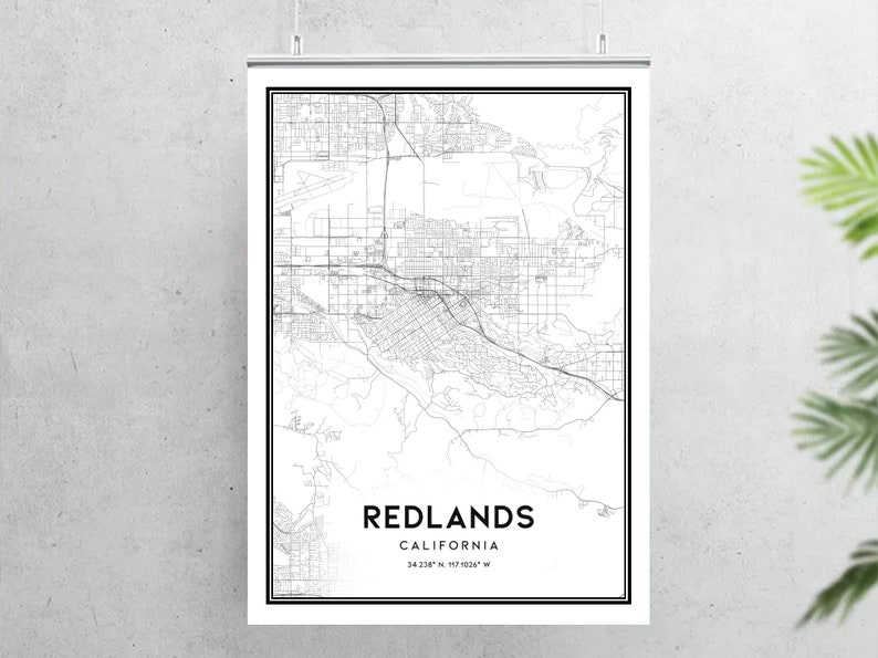 Redlands Map Print Redlands Map Poster Wall Art Ca City | Etsy