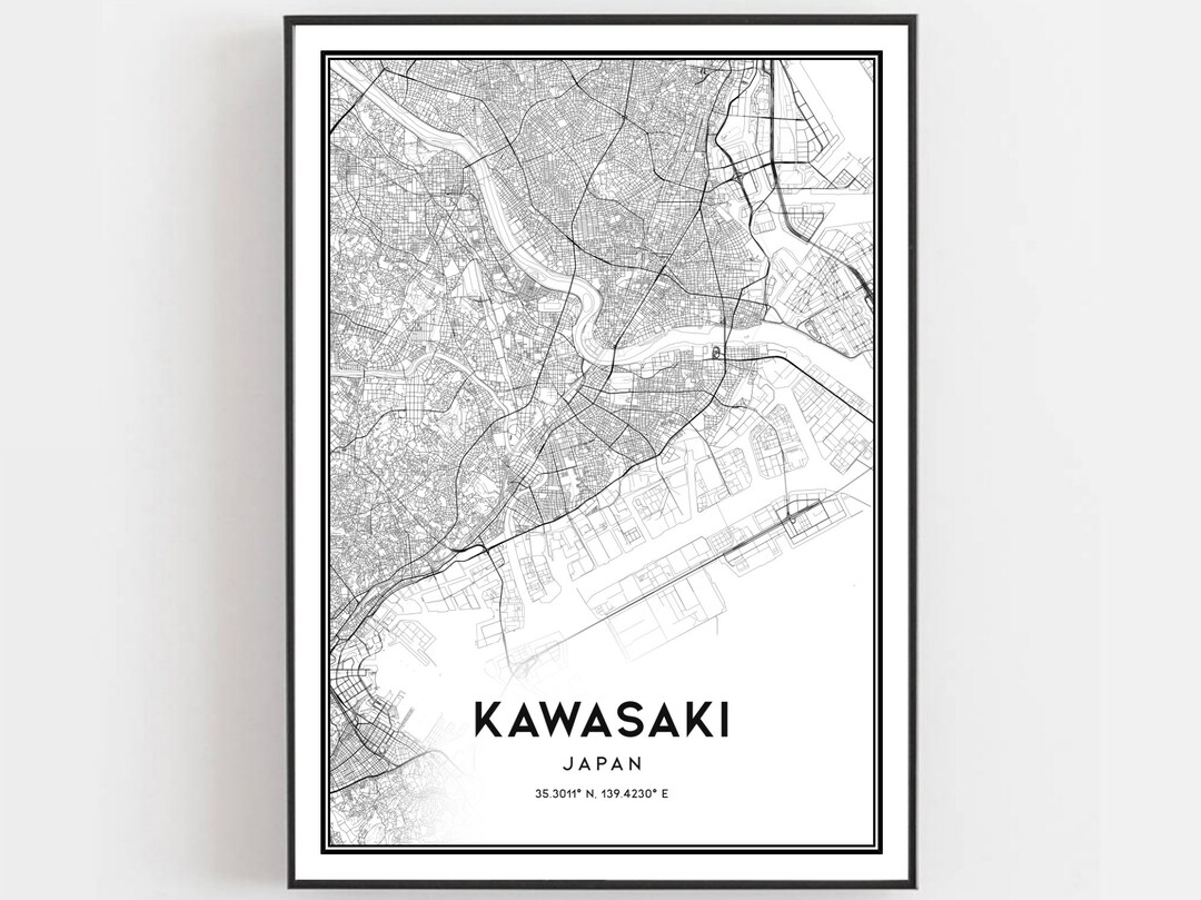 Kawasaki Map Print, Kawasaki Map Poster Wall Art, Kawasaki City Map ...