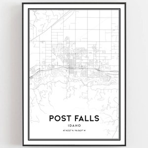 Post Falls Map Print, Post Falls Map Poster Wall Art, Id City Map ...