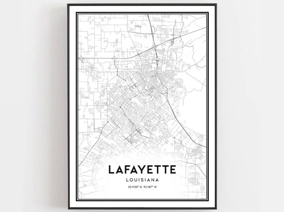 Lafayette Map Print Lafayette Map Poster Wall Art La City | Etsy