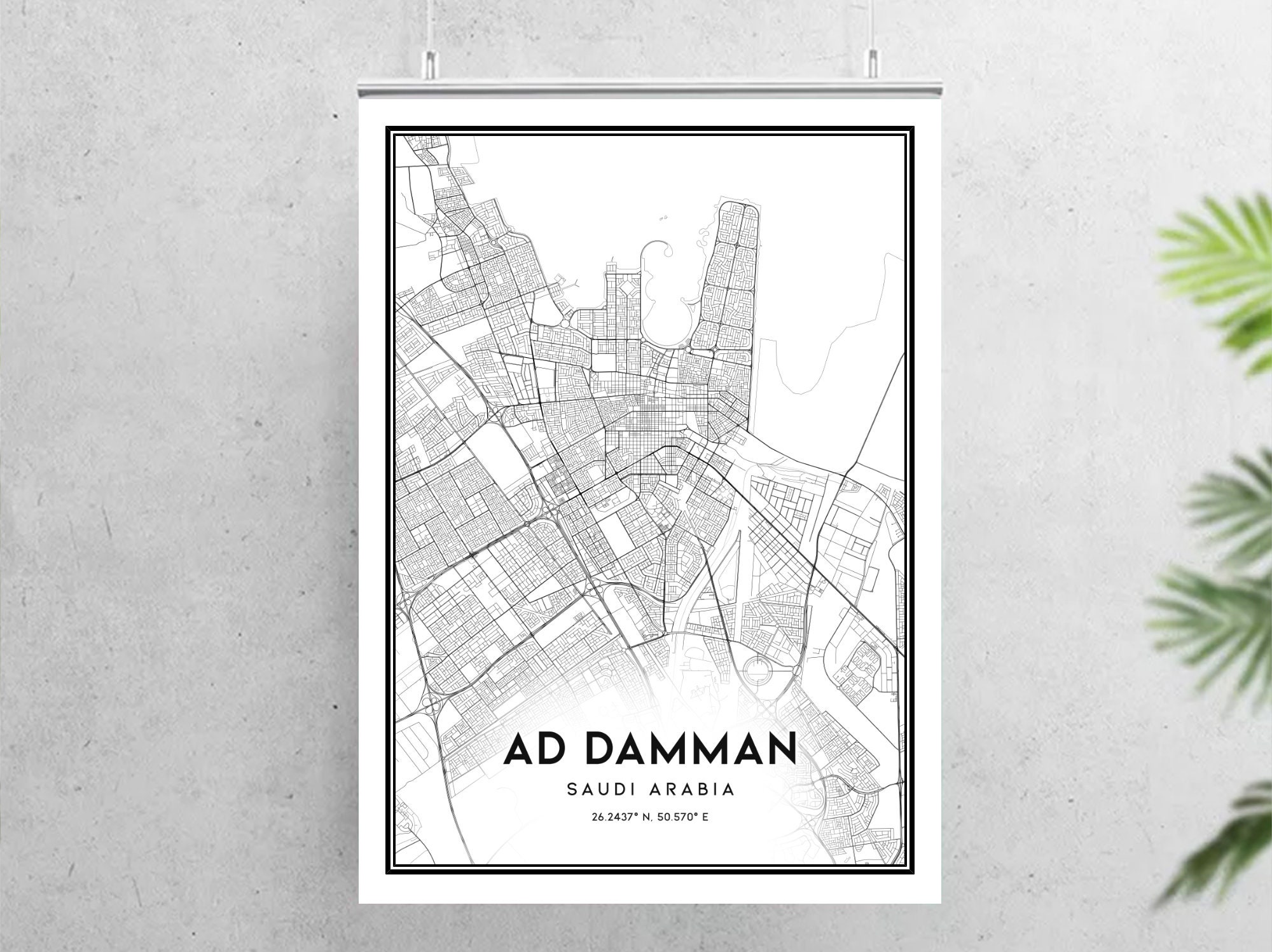 Ad Damman Map Print, Ad Damman Map Poster Wall Art, Ad Damman City Map ...