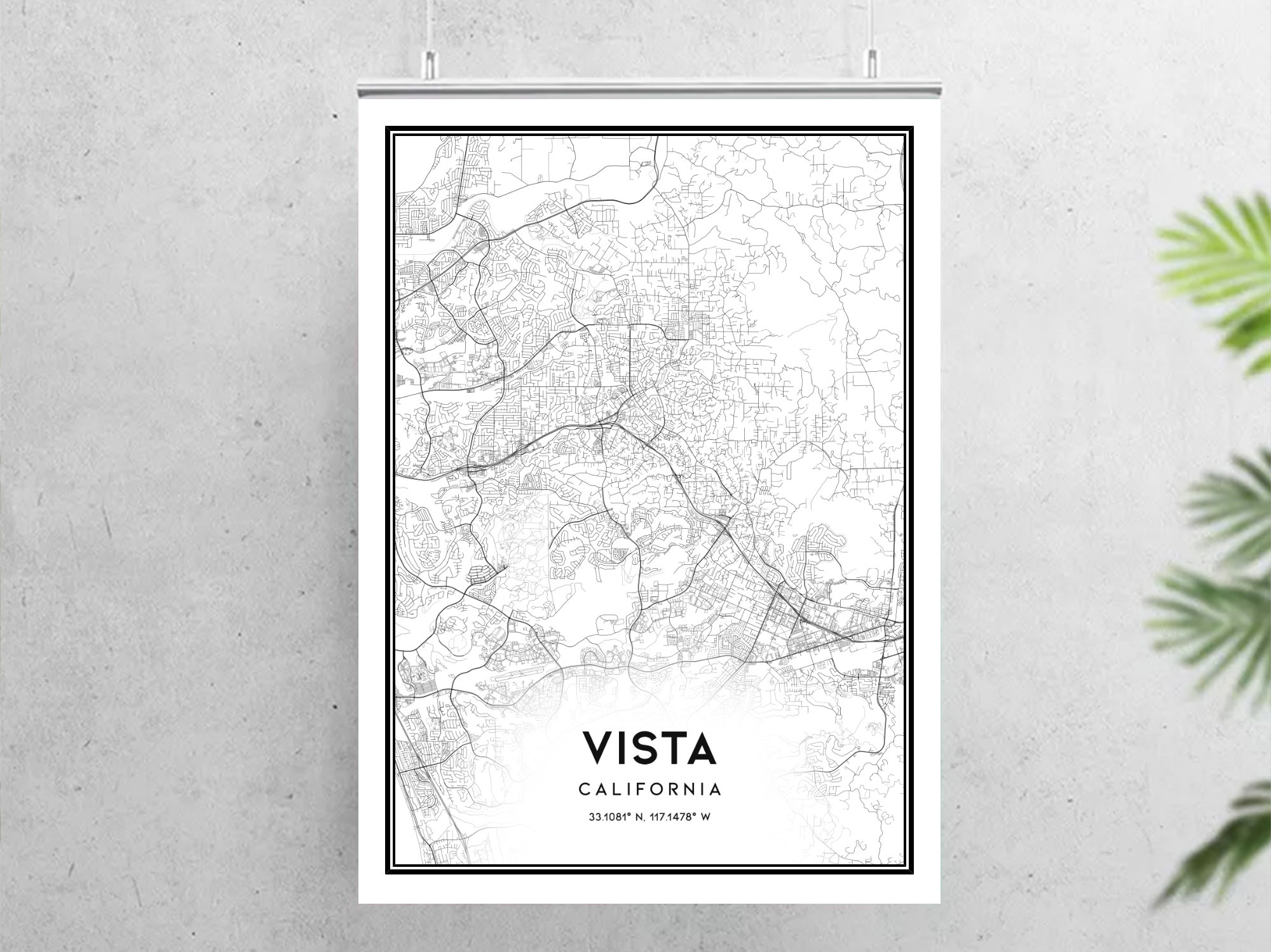 Vista Map Print, Vista Map Poster Wall Art, Ca City Map, California ...