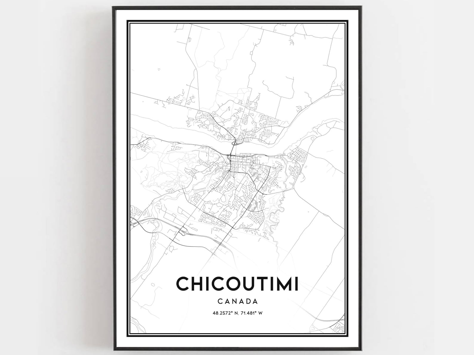 Chicoutimi Map Print, Chicoutimi Map Poster Wall Art, Chicoutimi City ...
