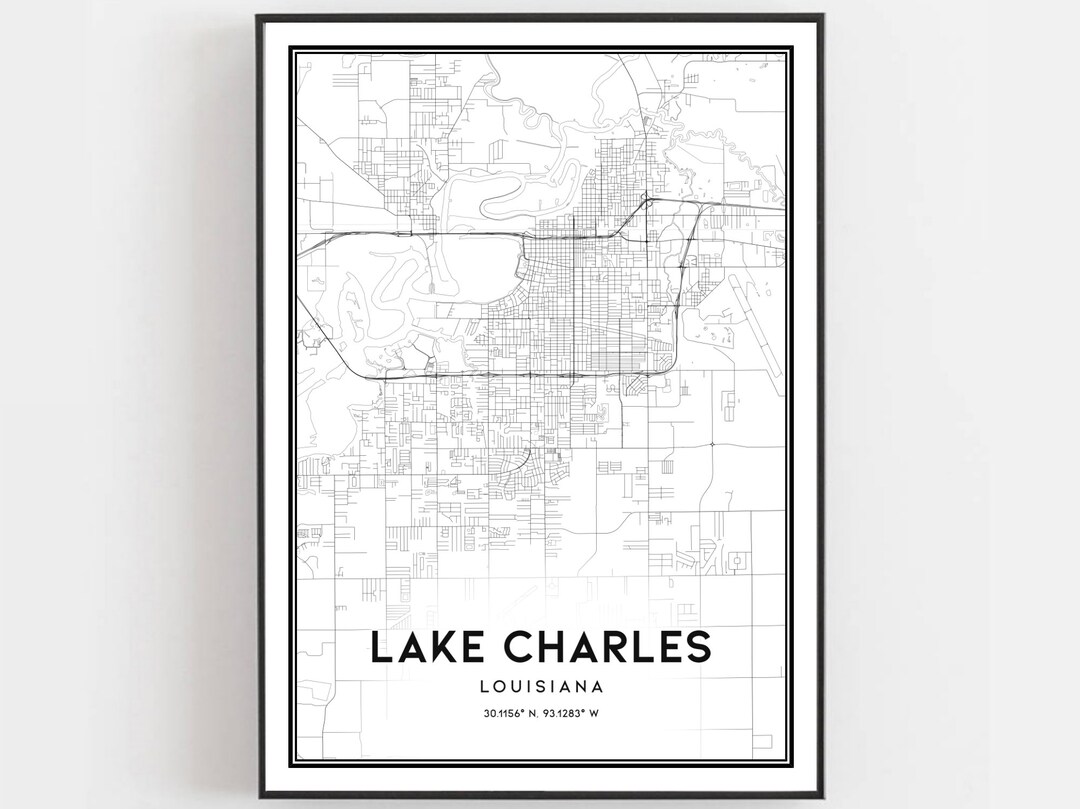 Lake Charles Map Print, Lake Charles Map Poster Wall Art, La City Map ...