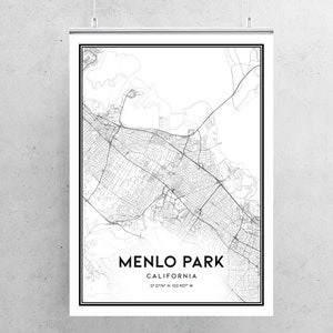 Menlo Park Map Print, Menlo Park Map Poster Wall Art, Ca City Map ...