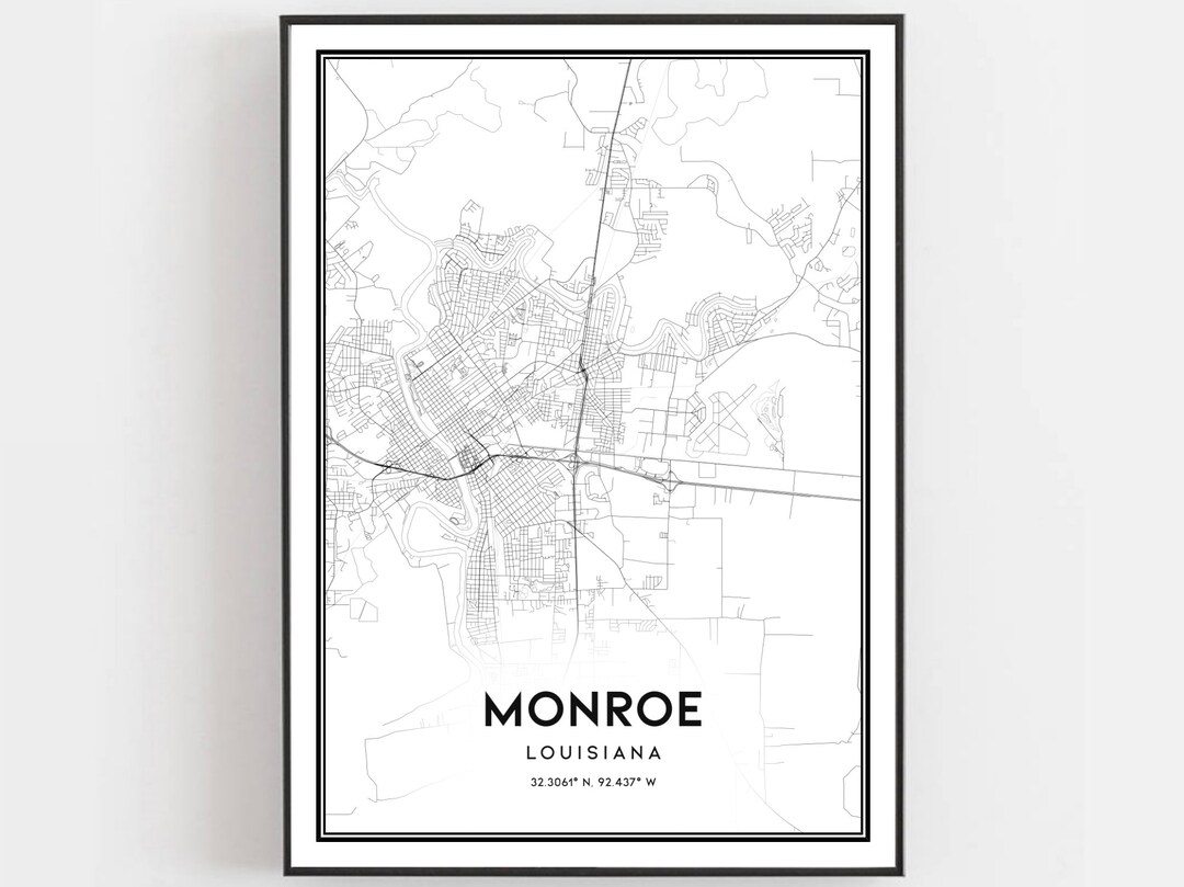 Monroe Map Print, Monroe Map Poster Wall Art, La City Map, Louisiana ...