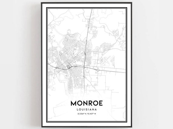 Monroe Map Print Monroe Map Poster Wall Art La City Map | Etsy