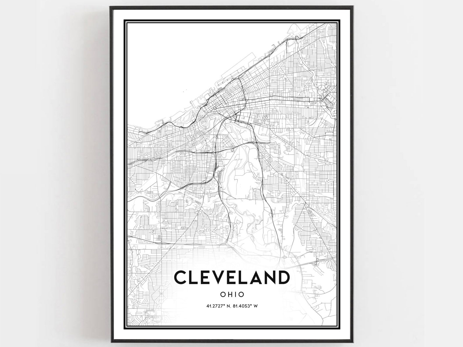 Cleveland Map Print Cleveland Map Poster Wall Art Oh City - Etsy