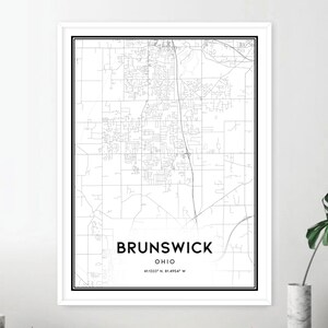 Brunswick Map Print, Brunswick Map Poster Wall Art, Oh City Map, Ohio ...