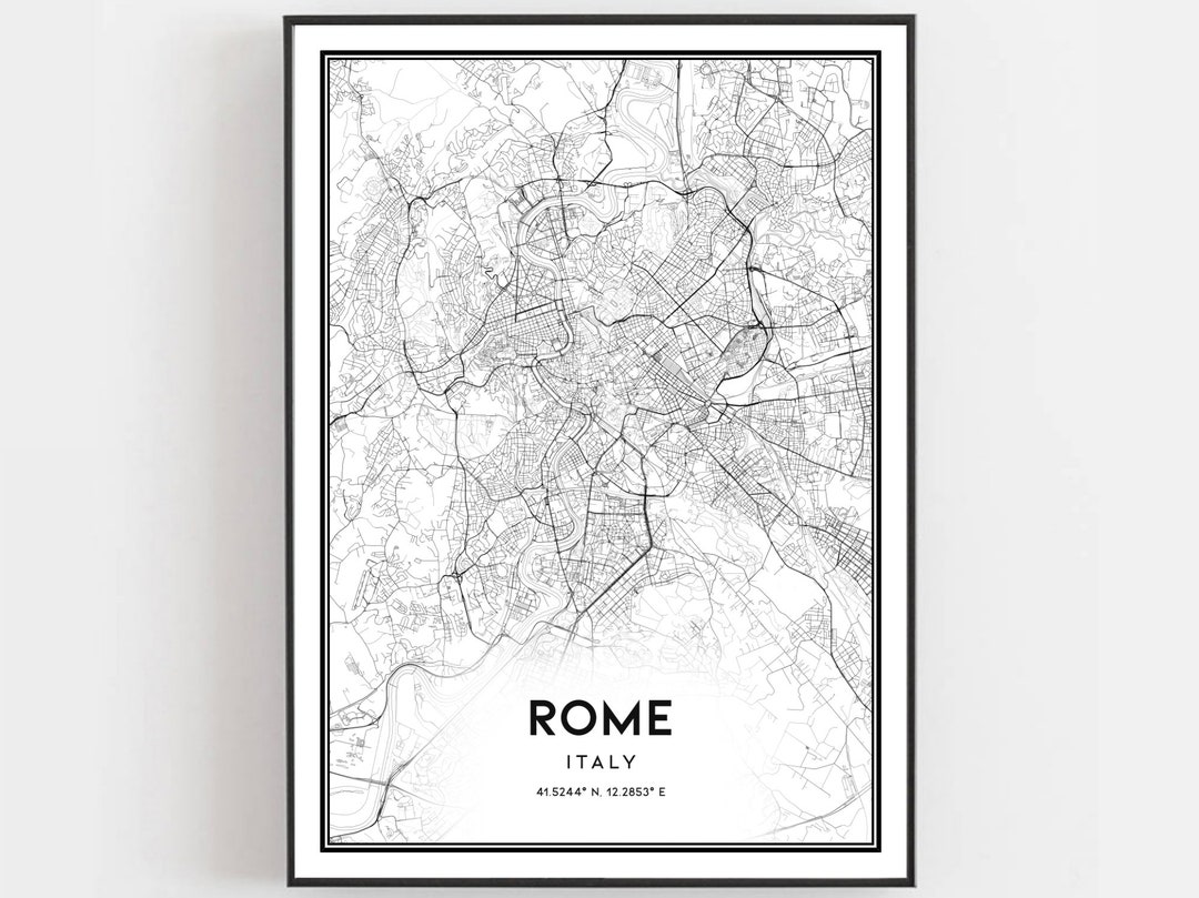 Rome Map Print, Rome Map Poster Wall Art, Rome City Map, Rome Print ...