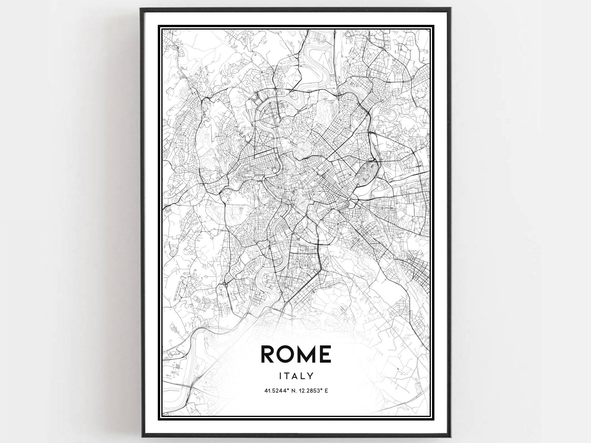 Rome Map Print Rome Map Poster Wall Art Rome City Map Rome - Etsy