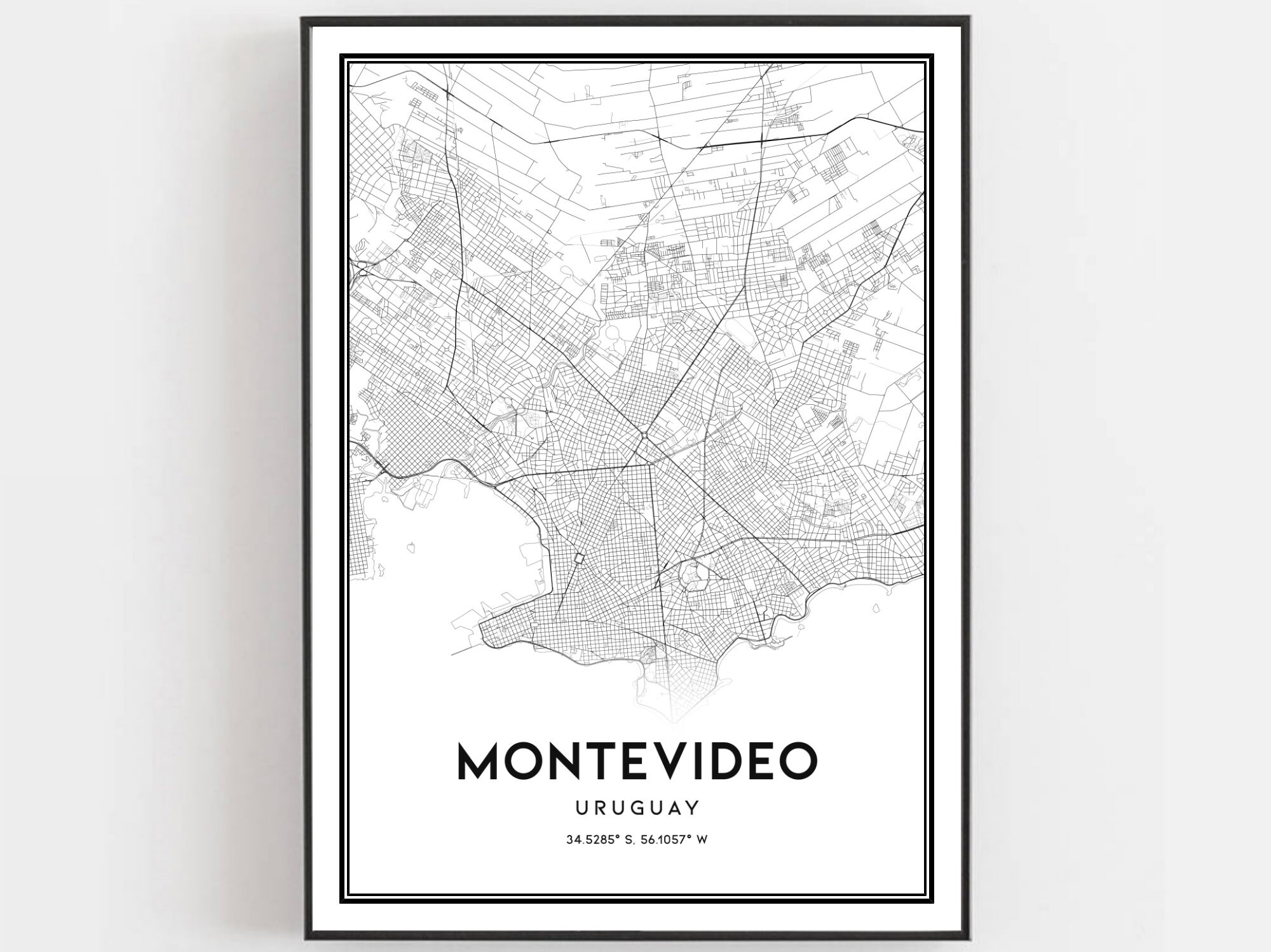 Montevideo Map Print Montevideo Map Poster Wall Art - Etsy España