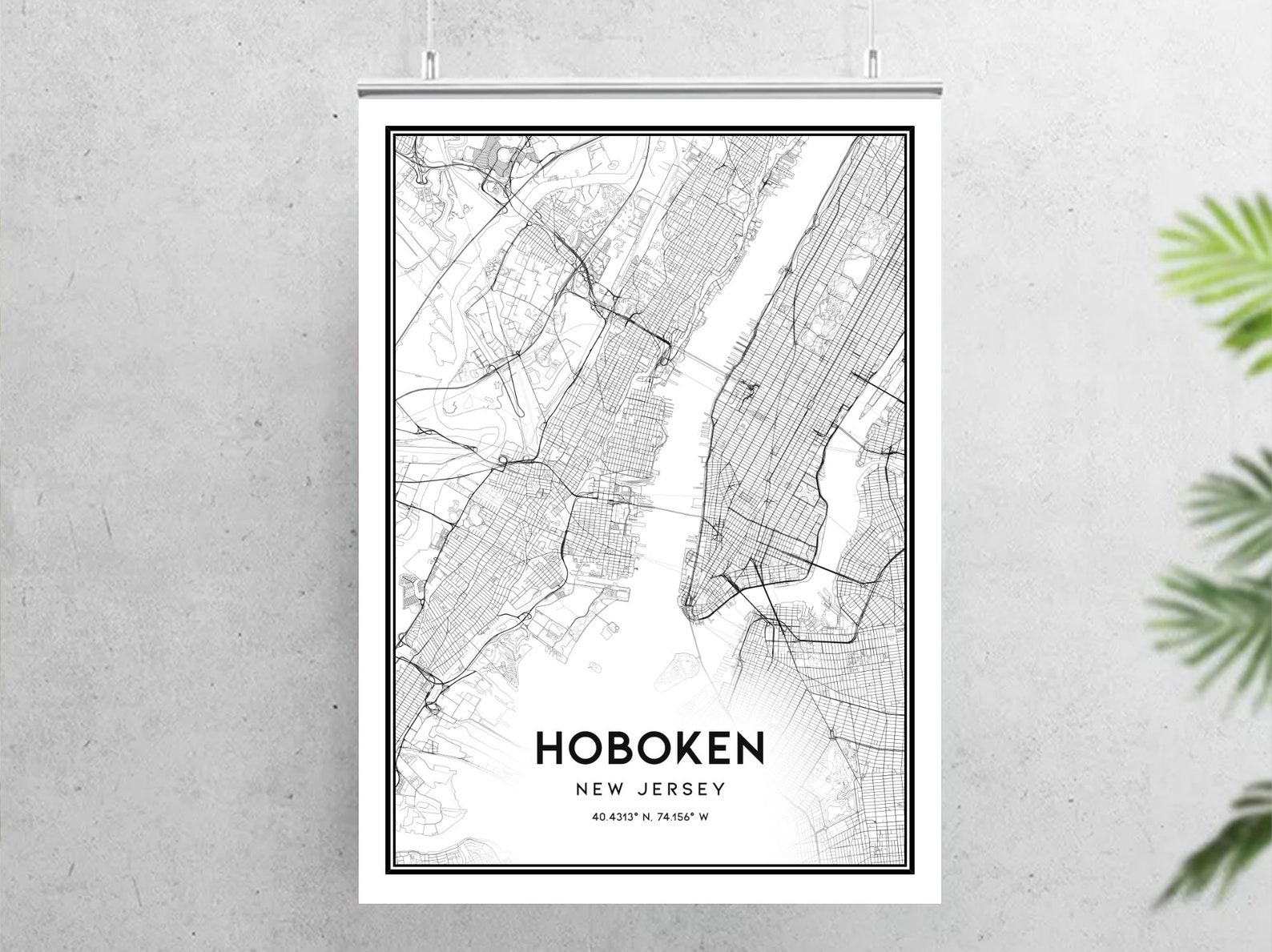 Hoboken Map Print Hoboken Map Poster Wall Art Nj City Map - Etsy