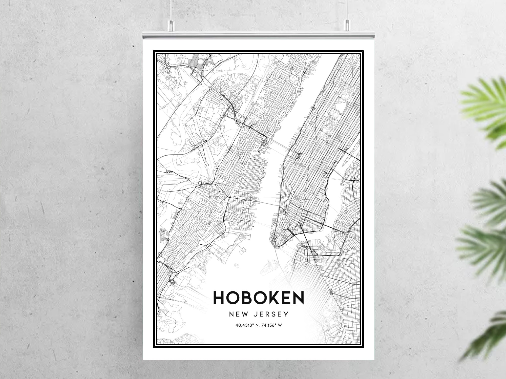 Hoboken Map Print Hoboken Map Poster Wall Art Nj City Map - Etsy