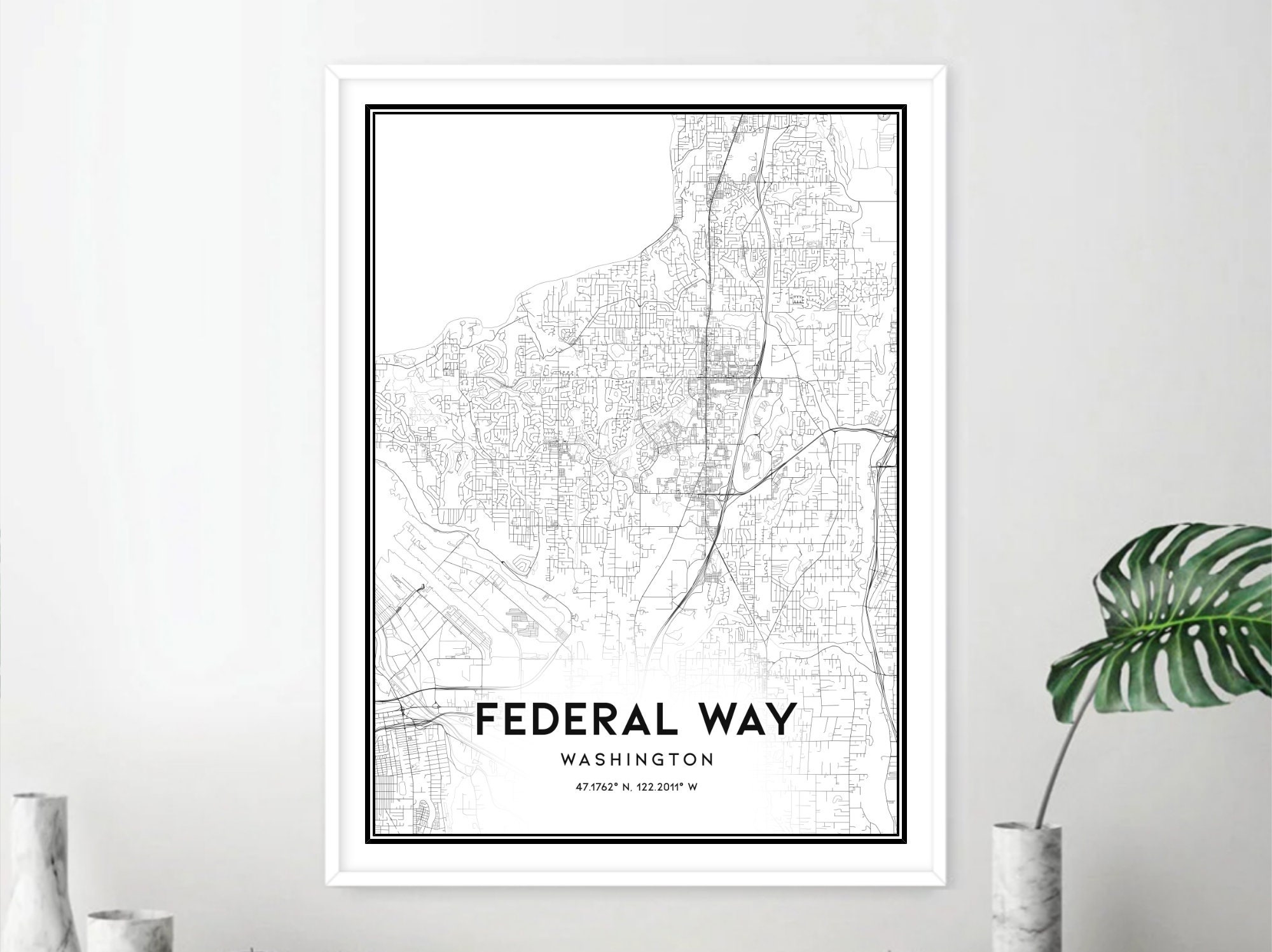Federal Way Map Print Federal Way Map Poster Wall Art Wa - Etsy