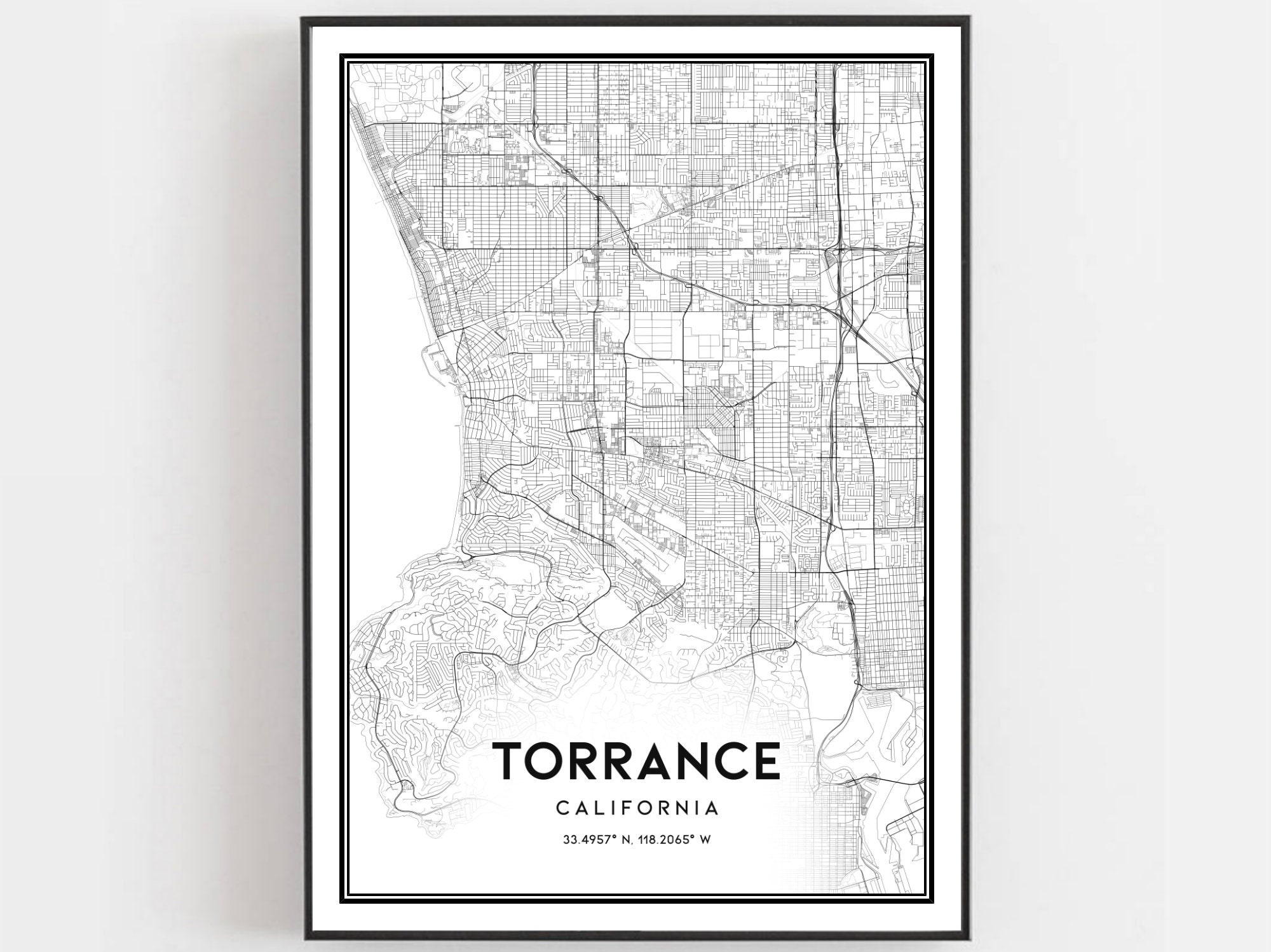Torrance Map Print, Torrance Map Poster Wall Art, Ca City Map ...
