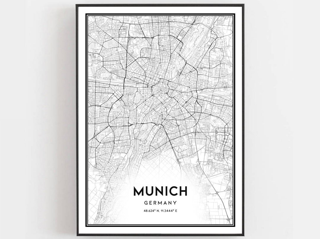 Munich Map Print, Munich Map Poster Wall Art, Munich City Map, Munich ...
