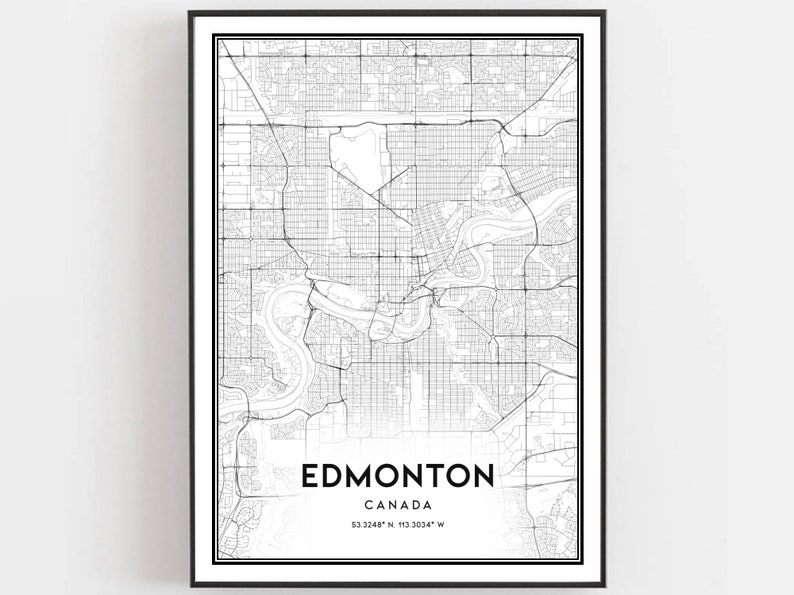 Edmonton Map Print Edmonton Map Poster Wall Art Edmonton | Etsy