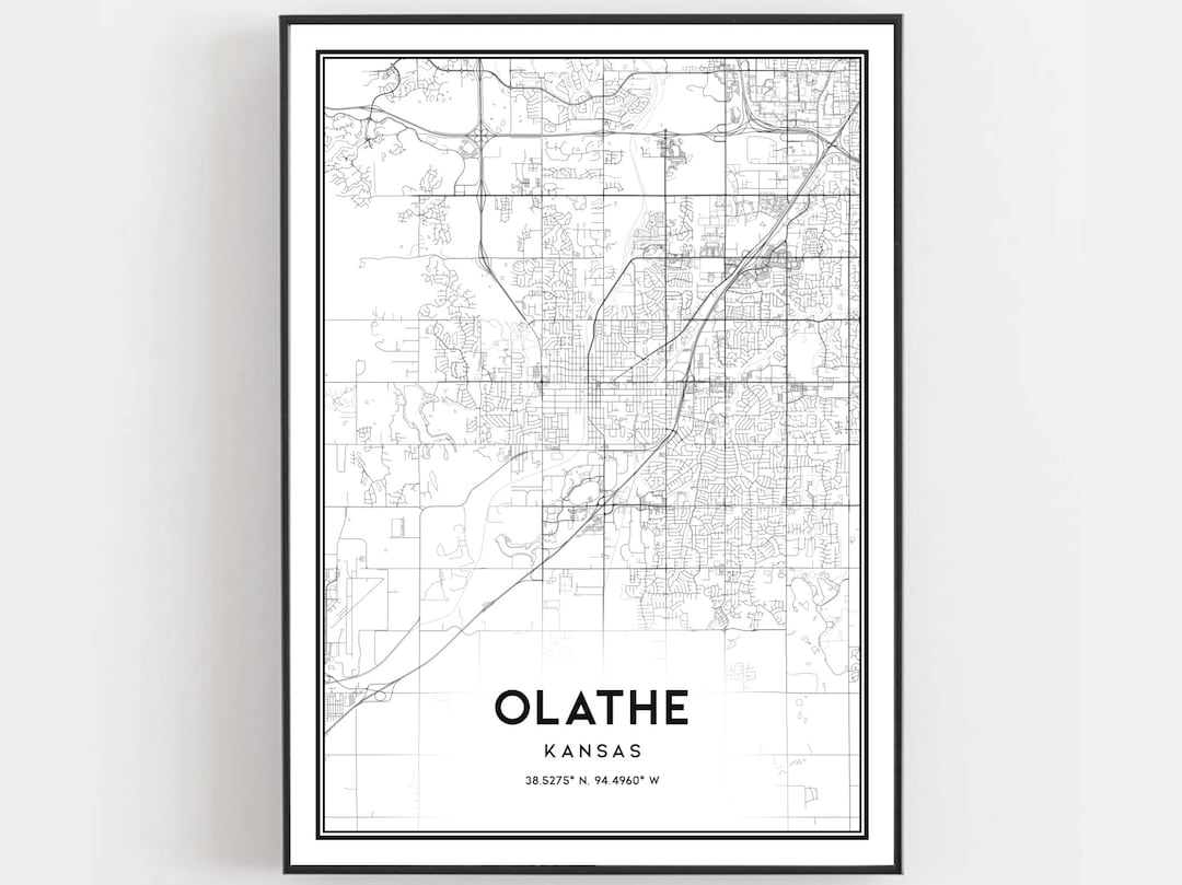 Olathe Map Print, Olathe Map Poster Wall Art, Ks City Map, Kansas Print ...