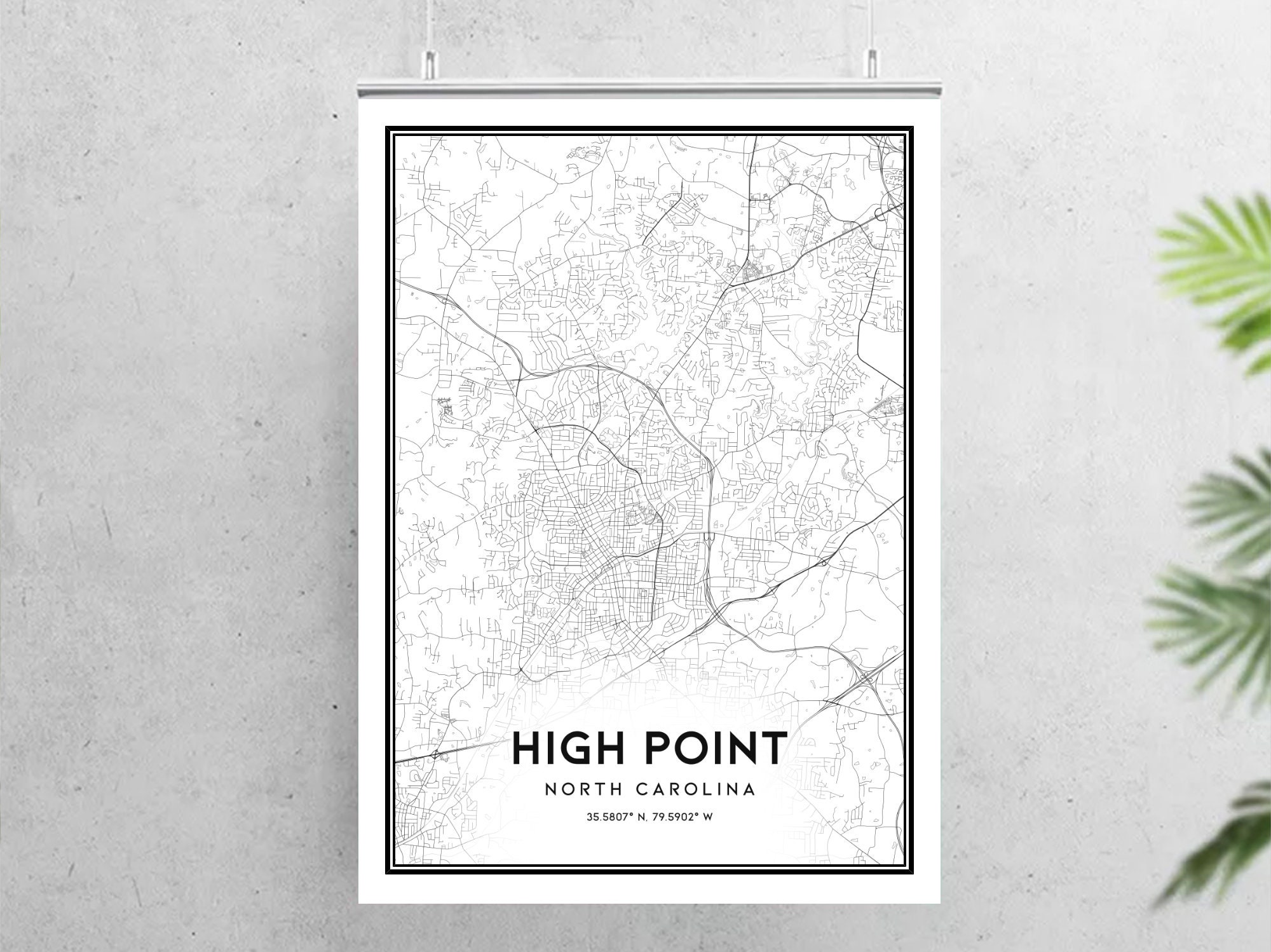 High Point Map Print High Point Map Poster Wall Art Nc City | Etsy