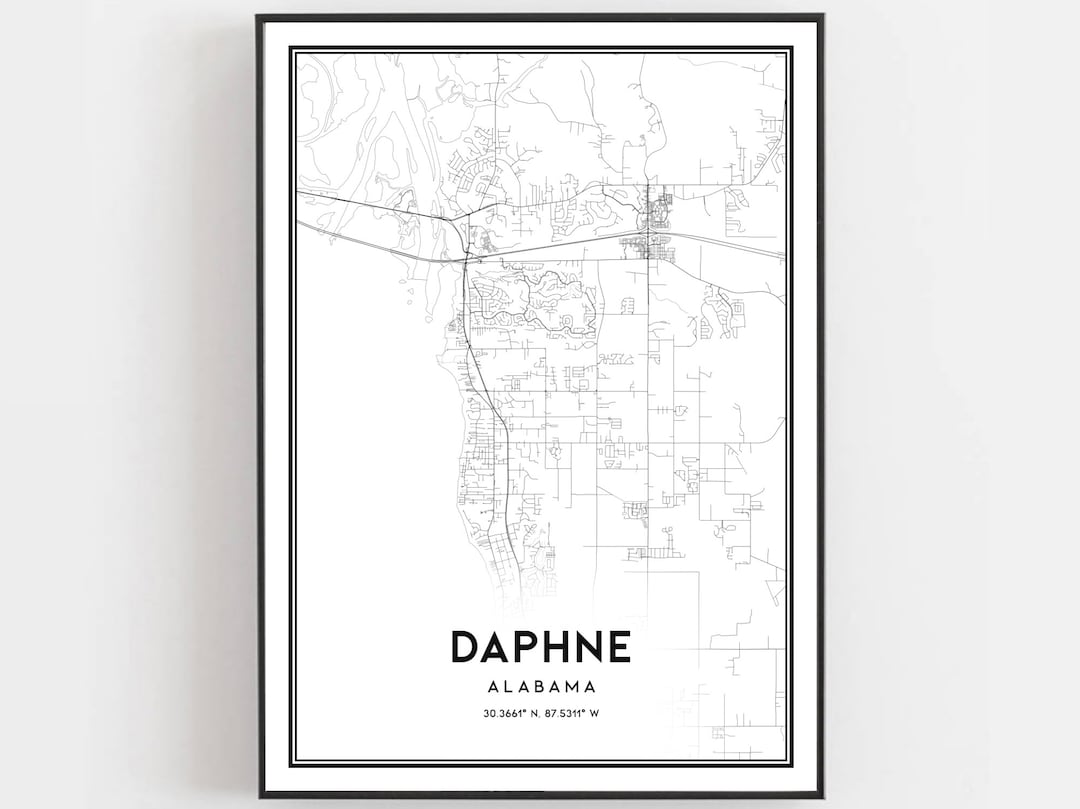 Daphne Map Print, Daphne Map Poster Wall Art, Al City Map, Alabama ...