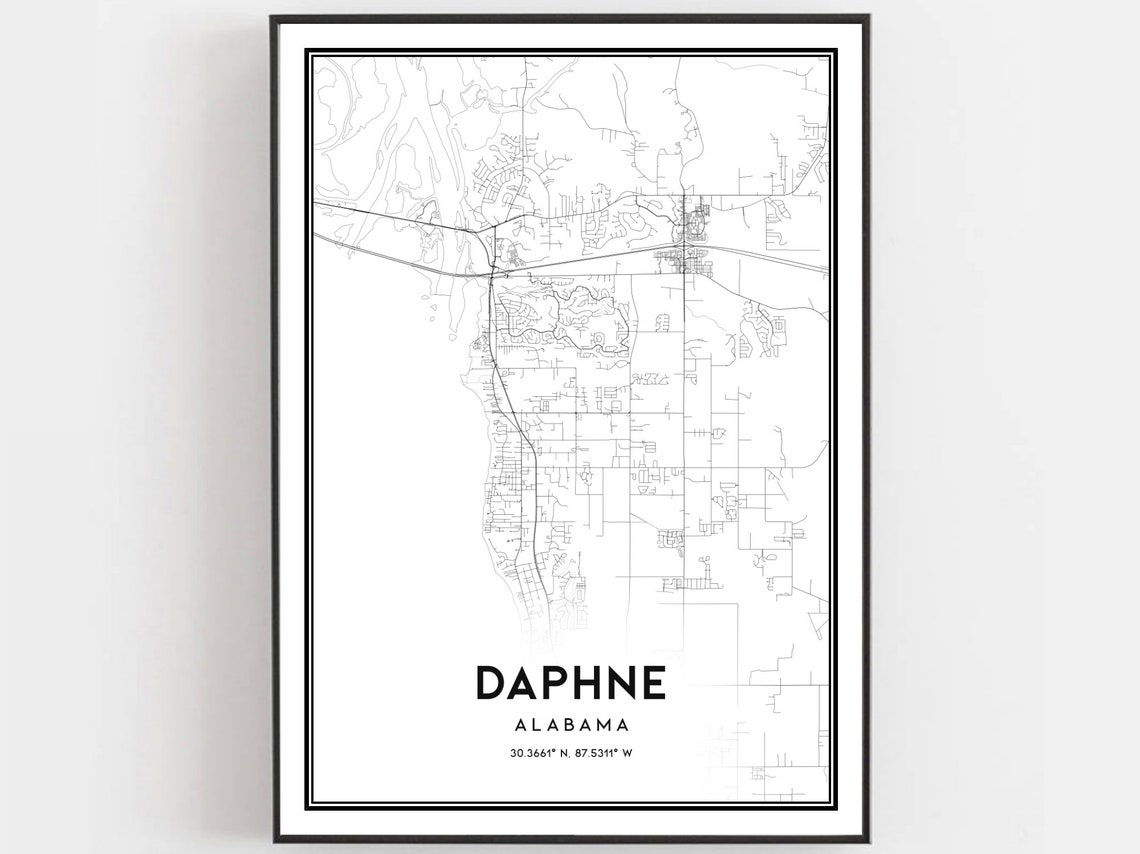 Daphne Map Print Daphne Map Poster Wall Art Al City Map | Etsy