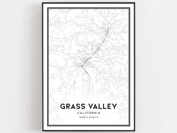 Grass Valley Map Print Grass Valley Map Poster Wall Art Ca - Etsy