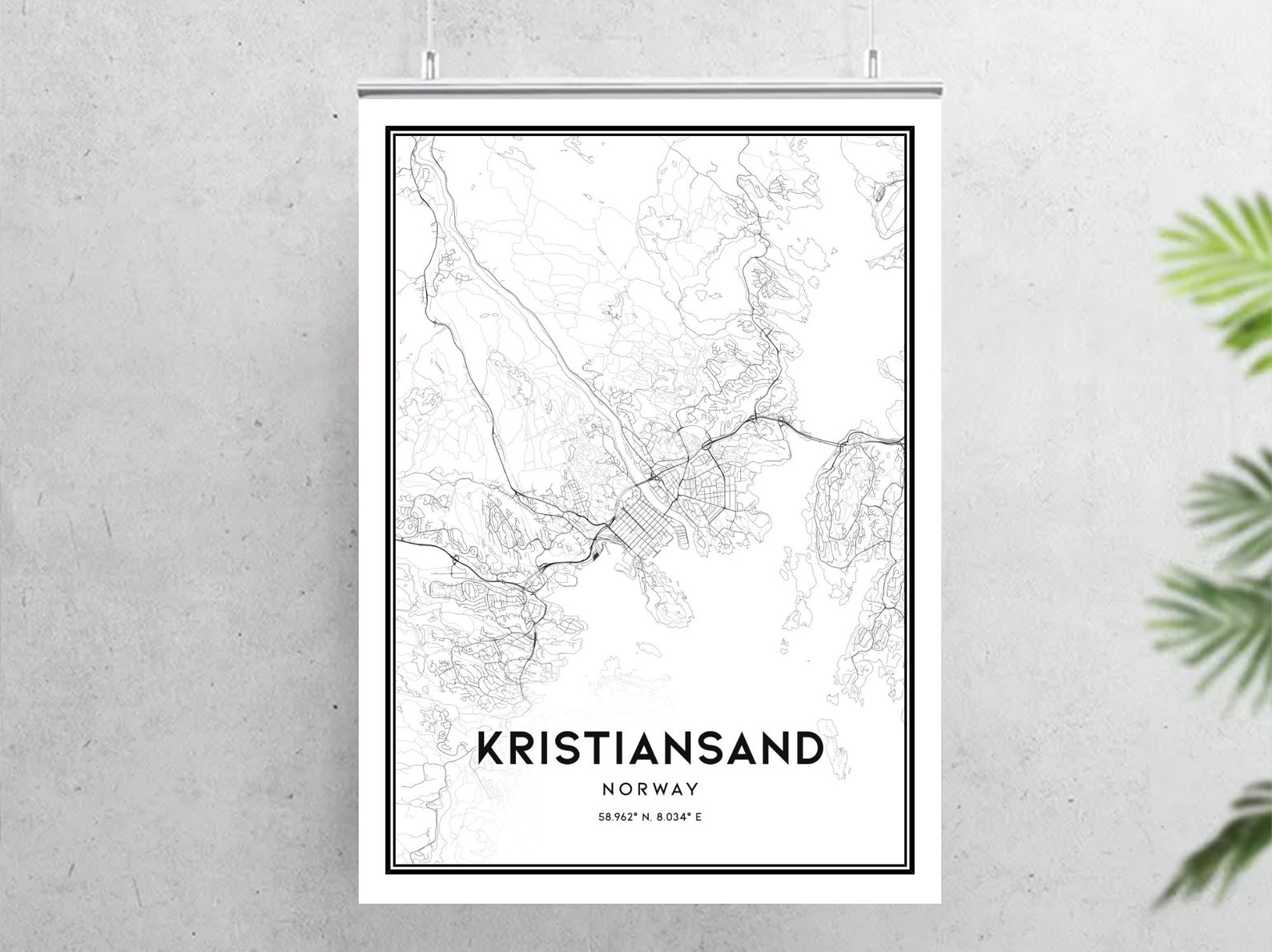 Kristiansand Map Print, Kristiansand Map Poster Wall Art, Kristiansand ...