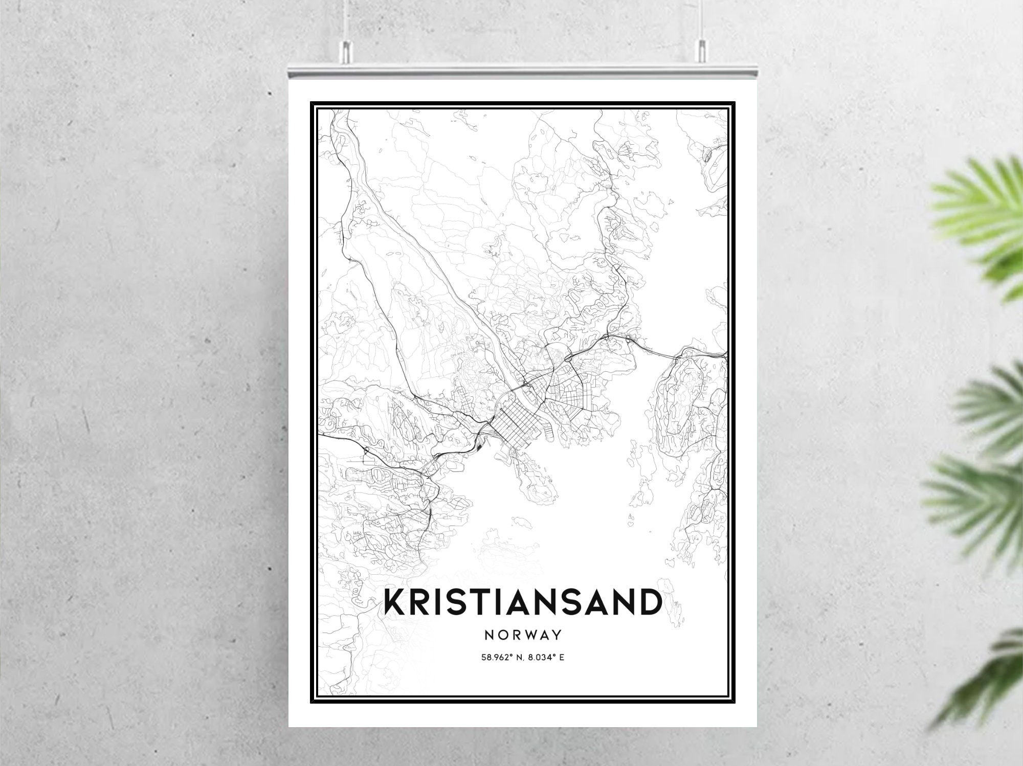 Kristiansand Map Print Kristiansand Map Poster Wall Art | Etsy