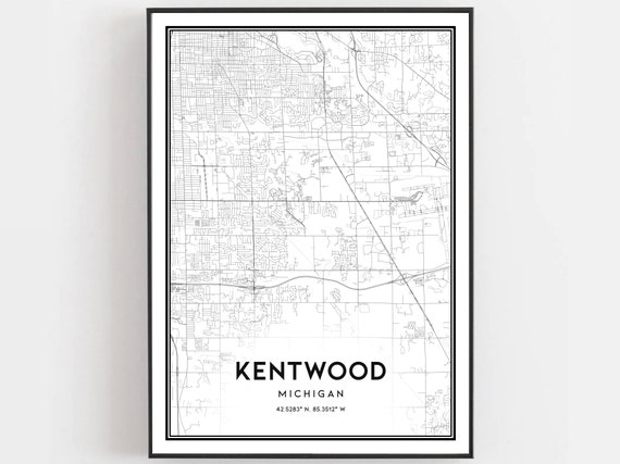 Kentwood Map Print Kentwood Map Poster Wall Art Mi City Map - Etsy