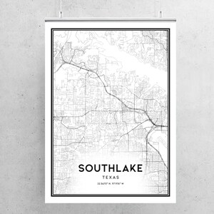 Southlake Map Print, Southlake Map Poster Wall Art, Tx City Map, Texas ...