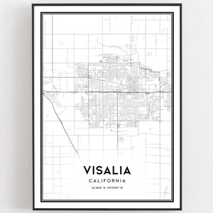 Visalia Map Print, Visalia Map Poster Wall Art, Ca City Map, California ...
