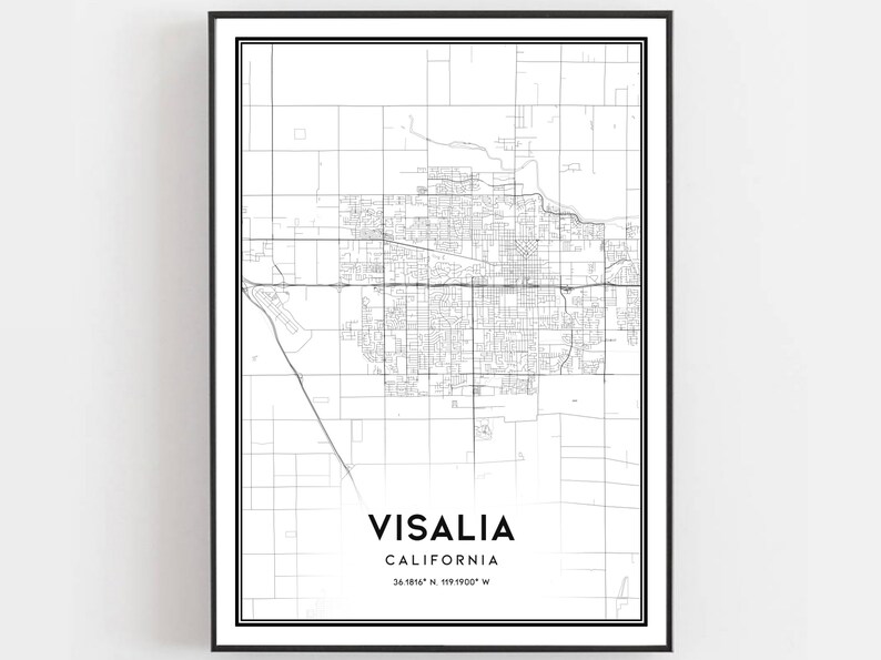 Visalia Map Print Visalia Map Poster Wall Art Ca City Map - Etsy