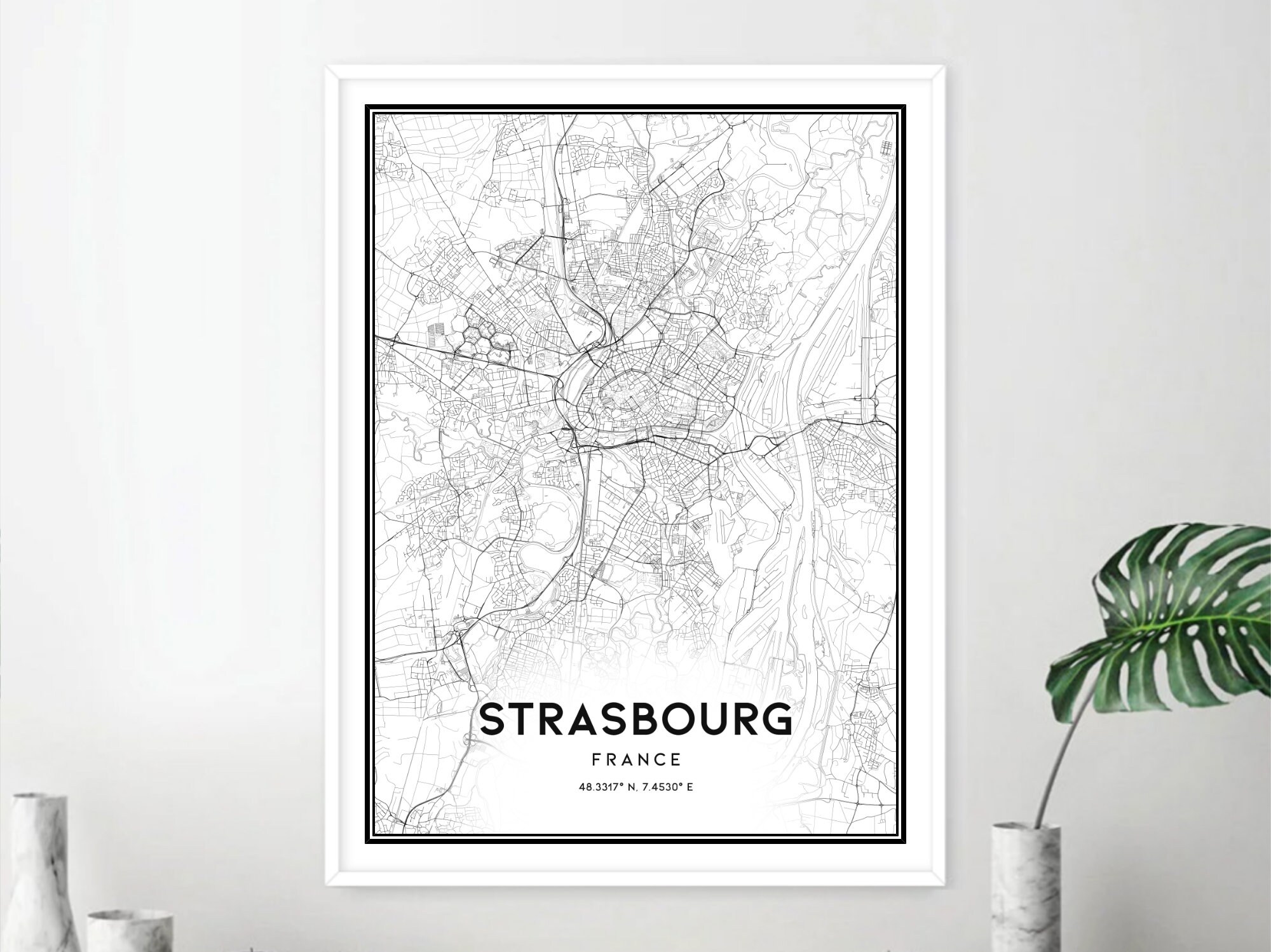 Strasbourg Map Print, Strasbourg Map Poster Wall Art, Strasbourg City ...