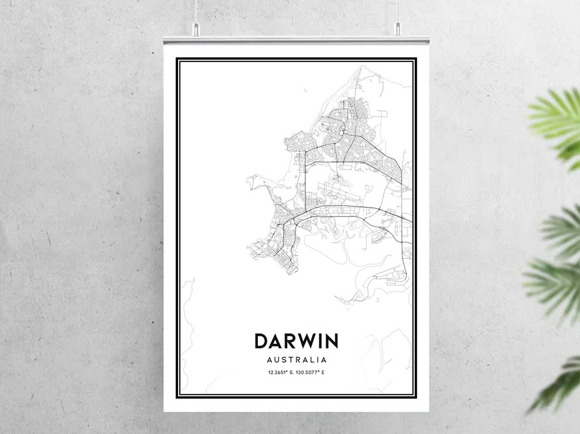 Darwin Map Print Darwin Map Poster Wall Art Darwin City Map | Etsy