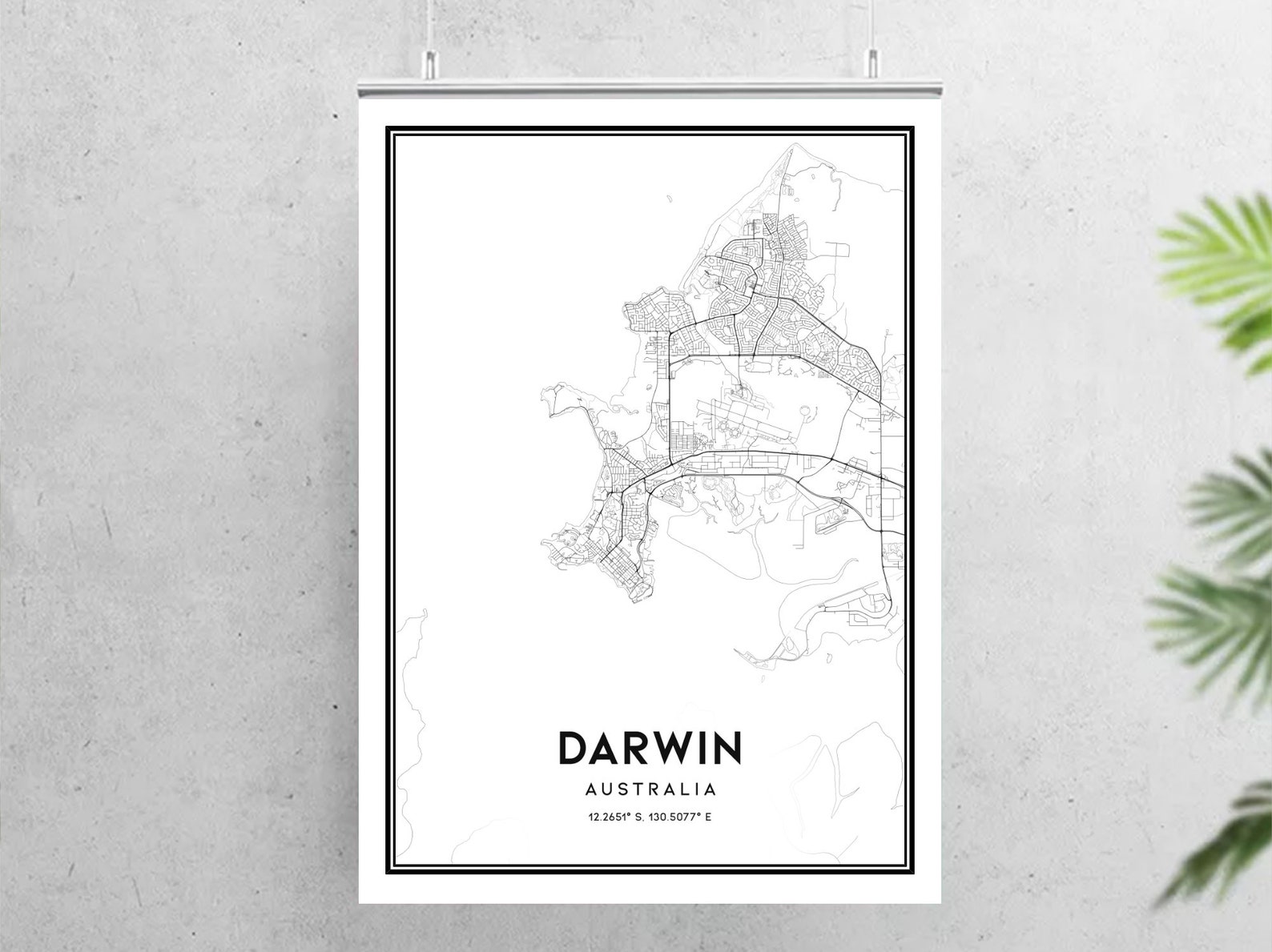 Darwin Map Print Darwin Map Poster Wall Art Darwin City Map | Etsy