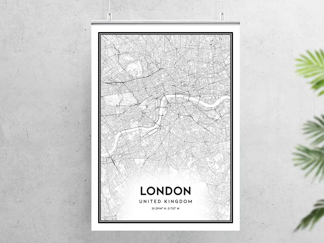 London Map Print London Map Poster Wall Art London City | Etsy