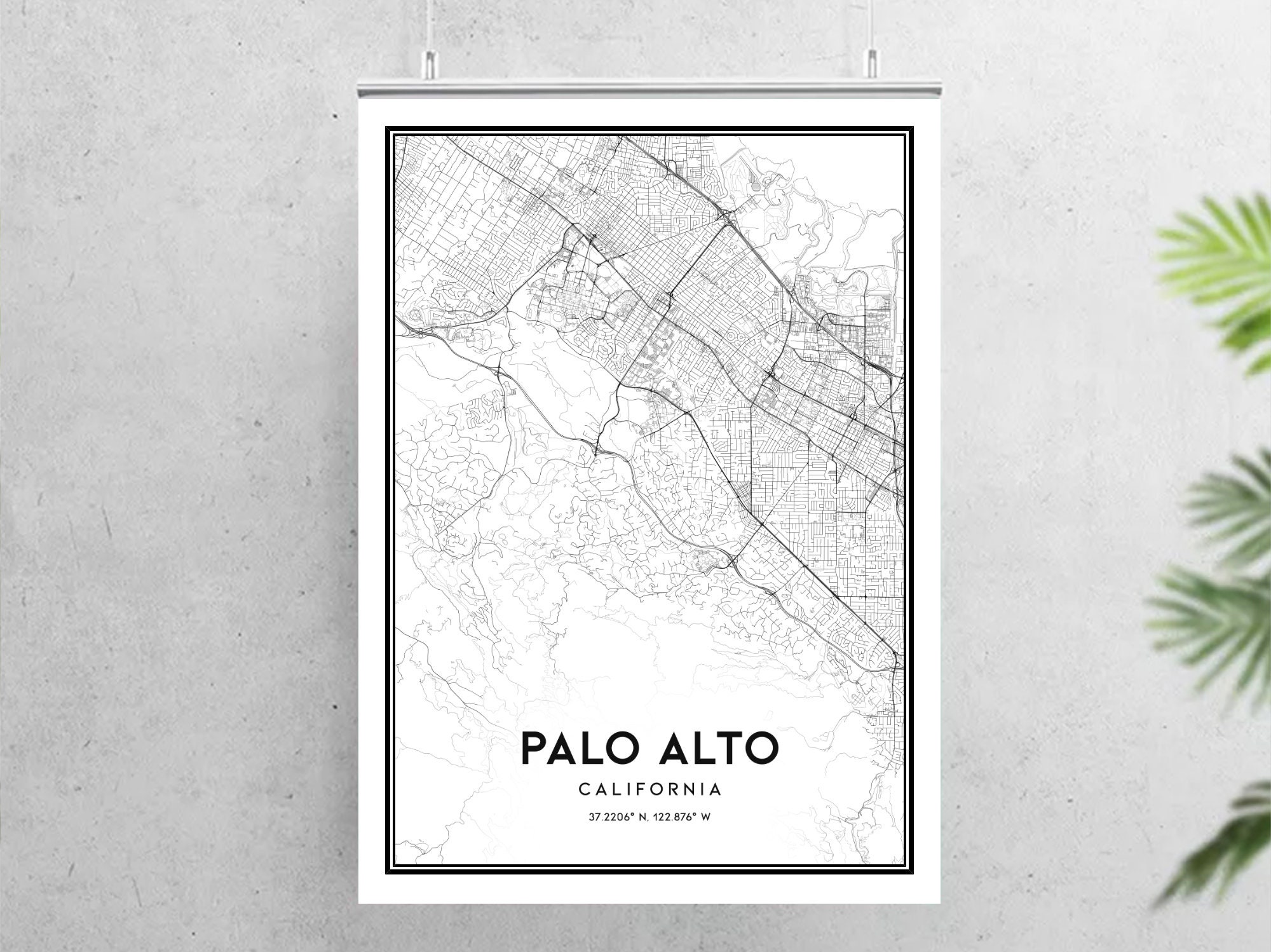Palo Alto Map Print, Palo Alto Map Poster Wall Art, Ca City Map ...