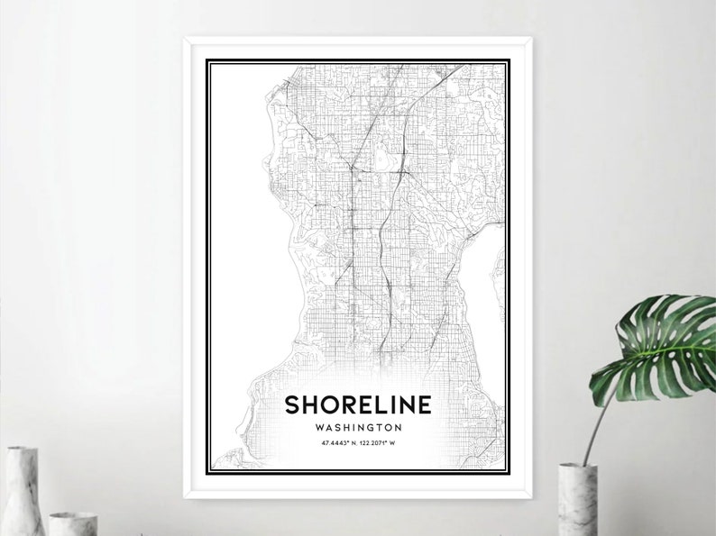 Shoreline Map Print, Shoreline Map Poster Wall Art, Wa City Map ...