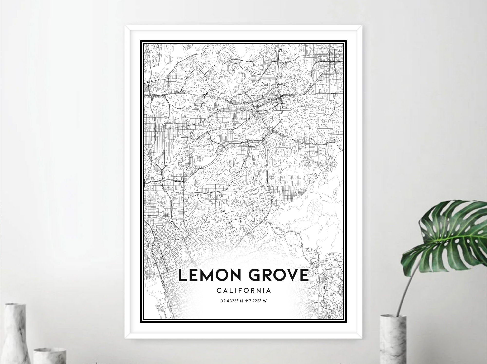 Lemon Grove Map Print, Lemon Grove Map Poster Wall Art, Ca City Map ...