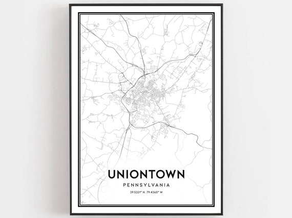 Uniontown Map Print Uniontown Map Poster Wall Art Pa City | Etsy UK