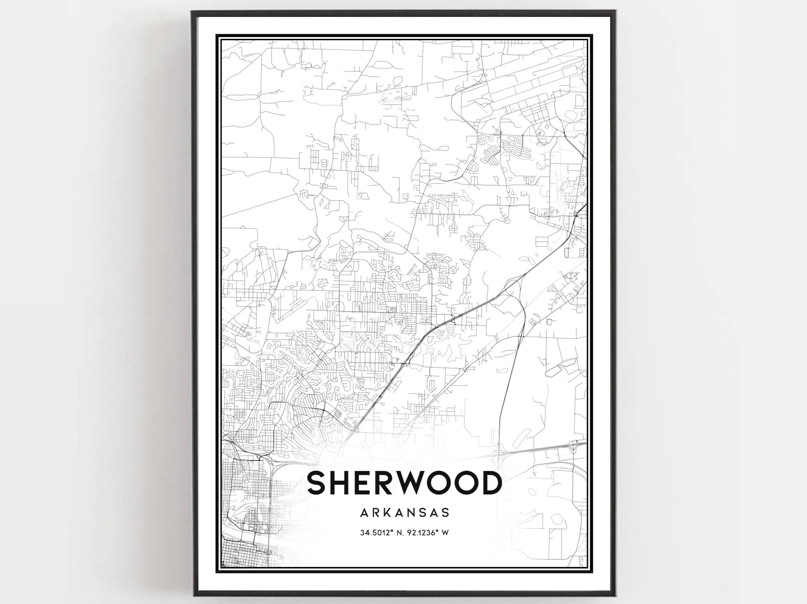 Sherwood Map Print, Sherwood Map Poster Wall Art, Ar City Map, Arkansas ...